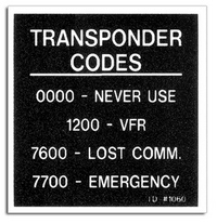 Transponder Codes Placard | Aircraft Spruce Australia