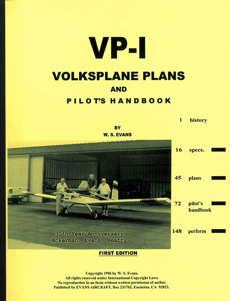 Vp-1 Volksplane Plans And Pilots Handbook With Evans Designers Handbook ...